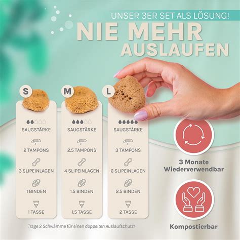 Hera Organics Menstrual Sponge Natural Reusable Alternative To Soft Tampons 3 Pieces Medium