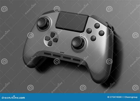 Realistic Video Game Joystick With Metallic Chrome Texture Isolated On Dark Stock Illustration