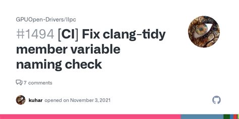 Ci Fix Clang Tidy Member Variable Naming Check · Issue 1494 · Gpuopen Driversllpc · Github