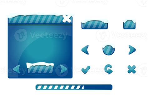 Cartoon Set Game Ui Buttons For Christmas In Blue Game User Interface