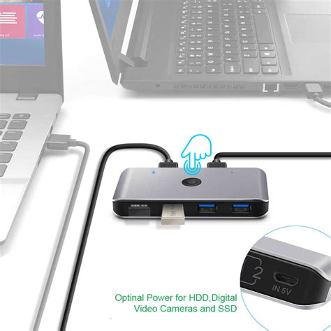 Allkei 2 In 4 Output USB Switch Selector KVM Switcher For 2 Computers Sharing 4 USB 2 0 Ports