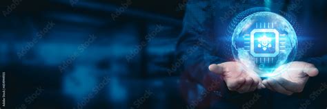 Businessman Holds A Global Quantum Computing Globe With A Network Connected To Quantum Computing