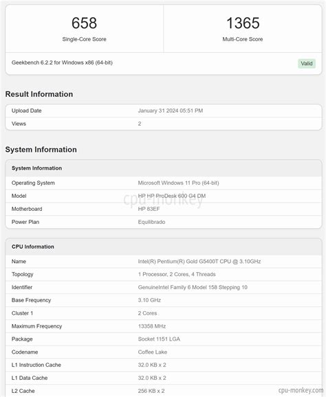Intel Pentium Gold G5400T Benchmark, Test and specs