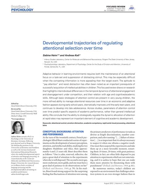 Pdf Developmental Trajectories Of Regulating Attentional Selection Over Time