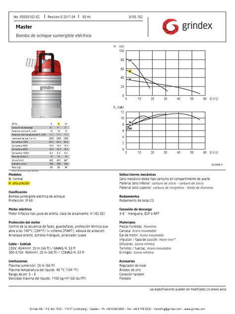 Grindex Master Pdf Bienes Manufacturados Ingeniería Mecánica