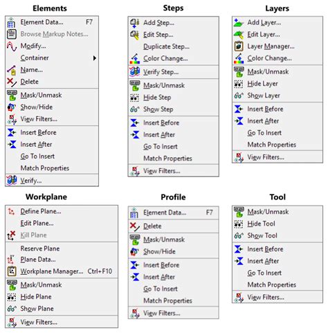 list view pop up menu