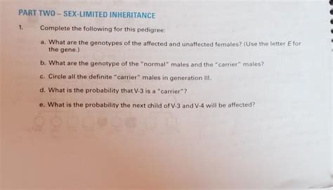 Solved PART TWO SEX LIMITED INHERITANCE Complete The Chegg Com