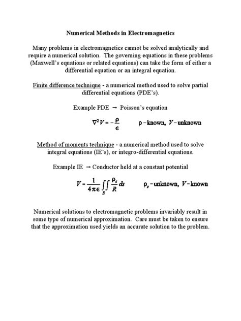 Numerical Methods In Electromagnetics Pdf Partial Differential Equation Numerical Analysis