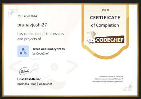 Pranav Joshi On Linkedin Codechef Certification Datastructures Algorithms Programmer