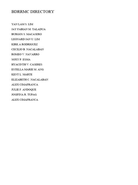 Bdrrmc Directory Pdf