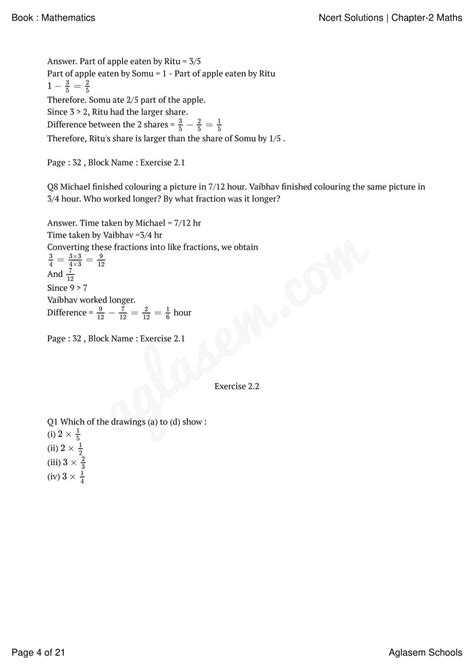 Ncert Solutions 2025 Class 7 Maths Chapter 2 Fractions And Decimals Question Answer Pdf Aglasem