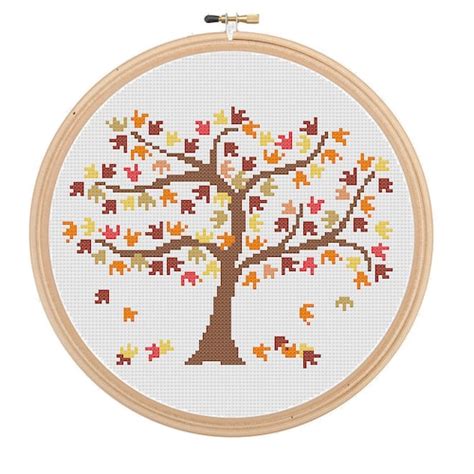 Autumn Trees Cross Stitch Pattern Instant Download Etsy