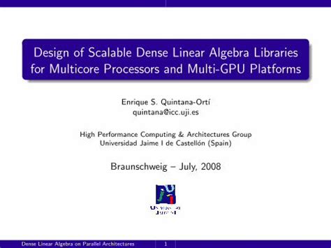 Pdf Design Of Scalable Dense Linear Algebra Libraries For Pdf Filedesign Of Scalable Dense
