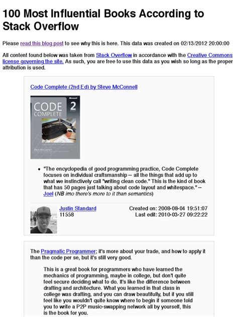 100 Most Influential Programming Books According To Stack Overflow