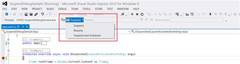 Windows Store App Debugging Store App In Suspend Resume Suspend And Shutdown States