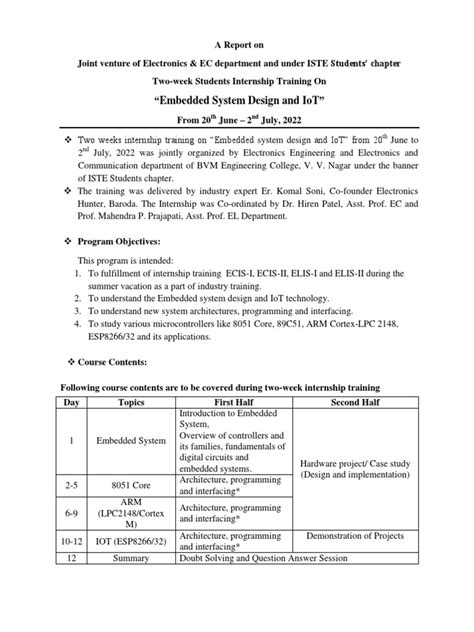 Report On Embedded And Iot Final3 Pdf Embedded System Internet Of Things