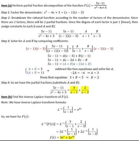 [solved] laplace transforms partial fractions review problem 2 1