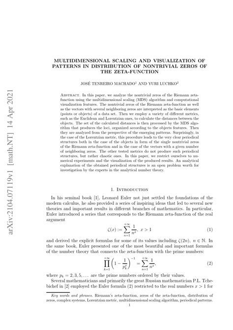 Pdf Multidimensional Scaling And Visualization Of Patterns In Distribution Of Nontrivial Zeros