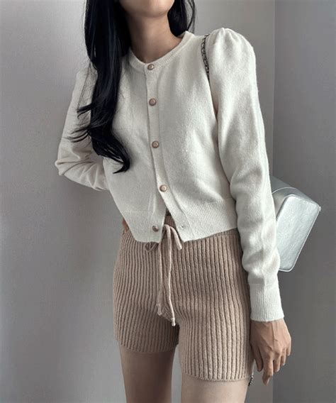 아 베 회 4컬러 숏 니트 반바지 밴딩 허리끈 골지 바이커 팬츠 3부바지 데일리 에이블리