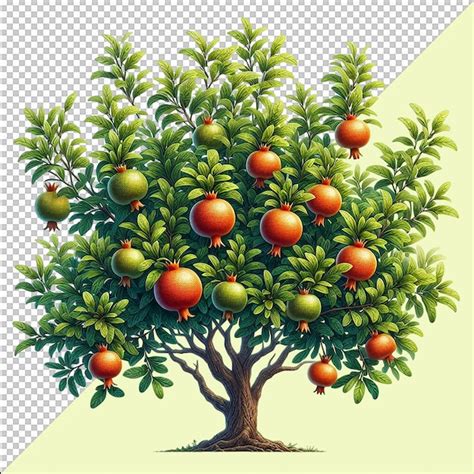 Premium PSD Pomegranate Tree Isolated On Transparent Background
