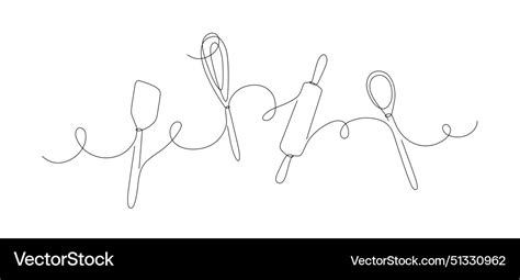 Bakery Tools Whisk Rolling Pin Spatula Silhouette Vector Image