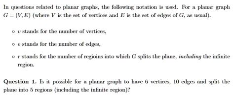 Solved In Questions Related To Planar Graphs The Following Notation