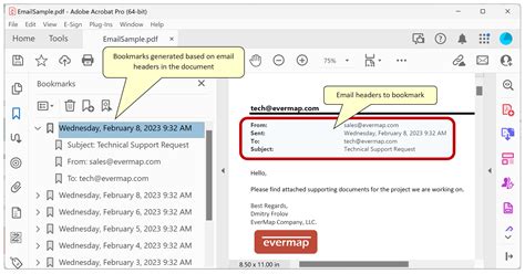 Bookmarking Email Headers In Pdf Files