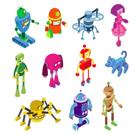 Premium Vector Robots Collection On Robotic Characters Illustration Isolated On White
