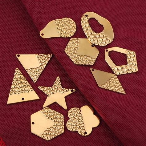 Badu Bg 10 бр Златна геометрия от неръждаема стомана Текстура на водни капки Обеци Талисмани