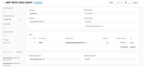 Incorrect Values Reflected In Stock Ledger Vs Stock Recon · Issue