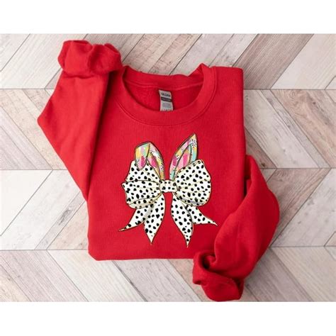 Coquette Bow Bunny Ears Shirt Cute Bunny Sweatshirt Rabbit Shirt Happy Easter Day T