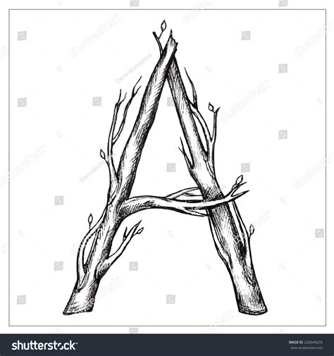 Hand Drawn Cursive Font Form Tree Stock Vector 226545676 Shutterstock