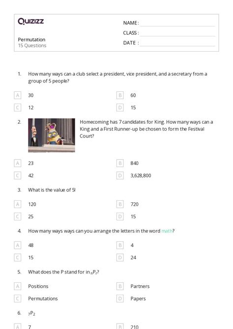 50 Permutations Worksheets On Quizizz Free And Printable