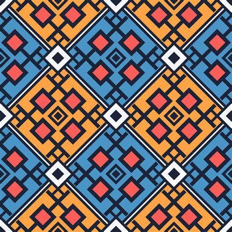 Abstract Geometric Ethnic Line Square Shape Seamless Pattern Colorful