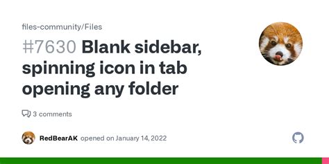 blank sidebar spinning icon in tab opening any folder · issue 7630