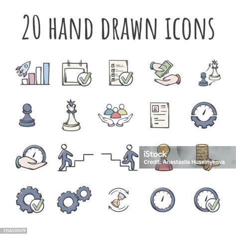 비즈니스 관리 경력과 관련된 색상 아이콘의 간단한 벡터 집합입니다 웹 사이트에 대한 편집 가능한 픽토그램 개발에 대한 스톡 벡터