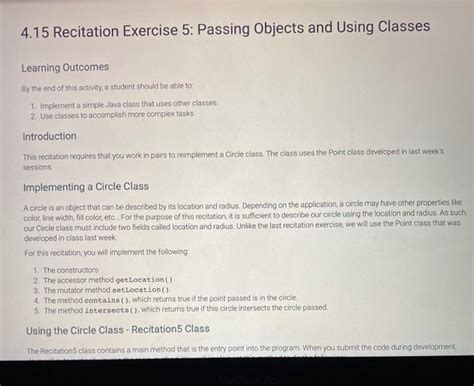 solved 4 15 recitation exercise 5 passing objects and using