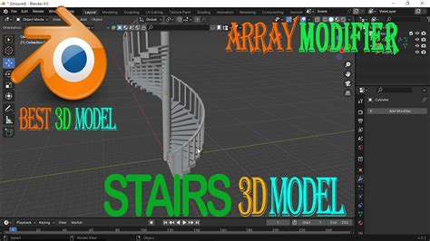 how to make stair use array modifier in blender blender hindi animation tutorial blender 4 0