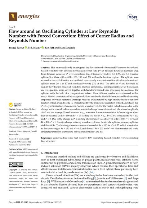Pdf Flow Around An Oscillating Cylinder At Low Reynolds Number With