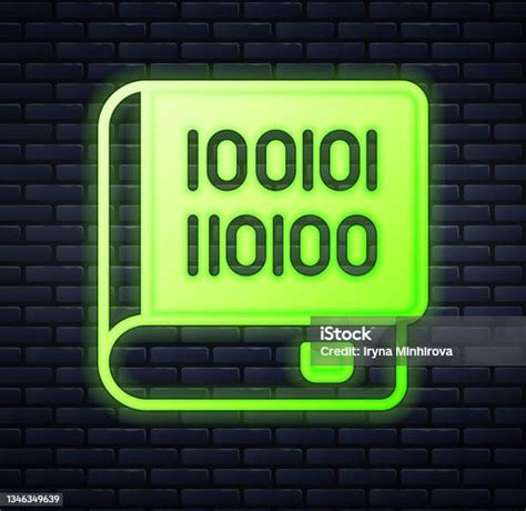 벽돌 벽 배경에 고립 된 프로그래밍 아이콘에 대한 빛나는 네온 책 프로그래밍 언어 개념 Php Css Xml Html 자바