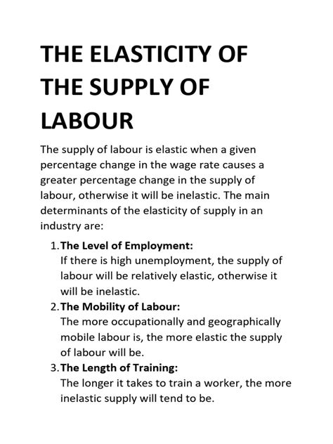 The Elasticity Of The Supply Of Labour Pdf Labour Economics Demand