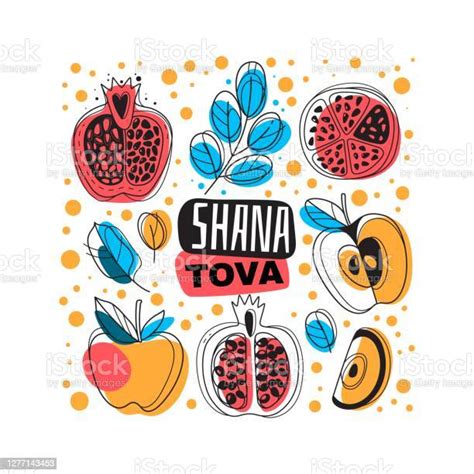 로쉬 하시나 해피 샤나 토바 축복과 달콤한 새해 인사말 카드 배너 또는 유대인 휴일 기호 석류와 흰색에 고립 사과 벡터 배경 포스터 사과에 대한 스톡 벡터 아트 및 기타