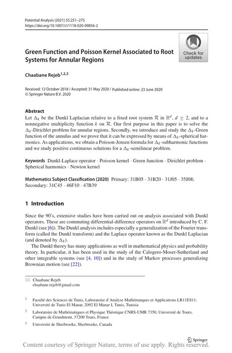 Green Function And Poisson Kernel Associated To Root Systems For Annular Regions Request Pdf