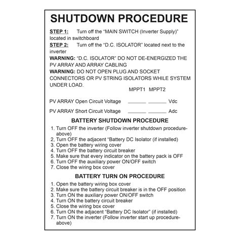 Battery Shutdown Procedure 190mm X 130mm Discount Safety Signs New Zealand