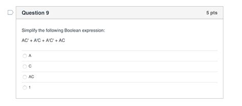 Solved Question 1 5 Pts Which Is The Minimum Sop Expression