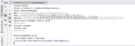 How To Get The Sha Fingerprint Certificate In Android Studio For Debug Mode Overflow Archives