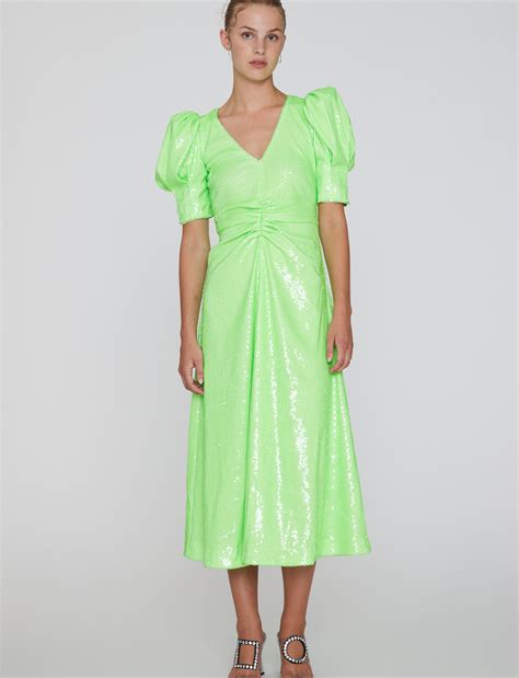Rotate Birger Christensen Sequins Maxi V Neck Dress Midi Kjoler
