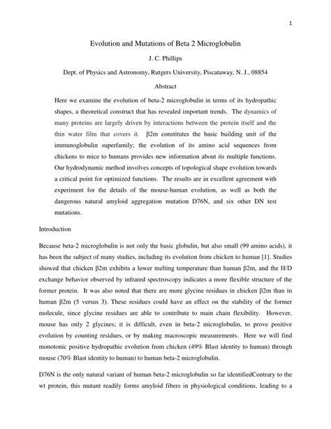 Pdf Evolution And Mutations Of Beta 2 Microglobulin