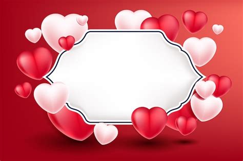 발렌타인 배경 사랑 심장 아이콘 및 복사 공간 프리미엄 벡터