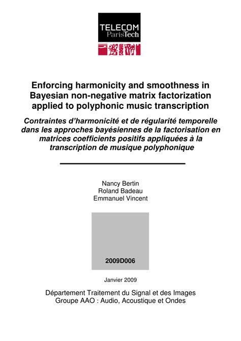 PDF Enforcing Harmonicity And Smoothness In Bayesian NonNegative